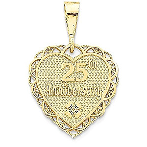 IceCarats 14K Yellow Gold Reversible 25th Anniversary Necklace Charm Pendant Only