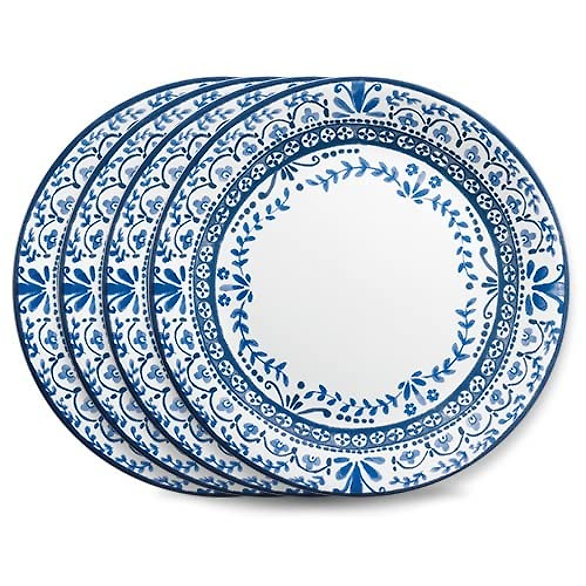 Corelle Vitrelle 4-Pieces 10.25" Glass Dinner Plates, Chip & Crack Resistant Glass Dinnerware Set Plates, Portofino