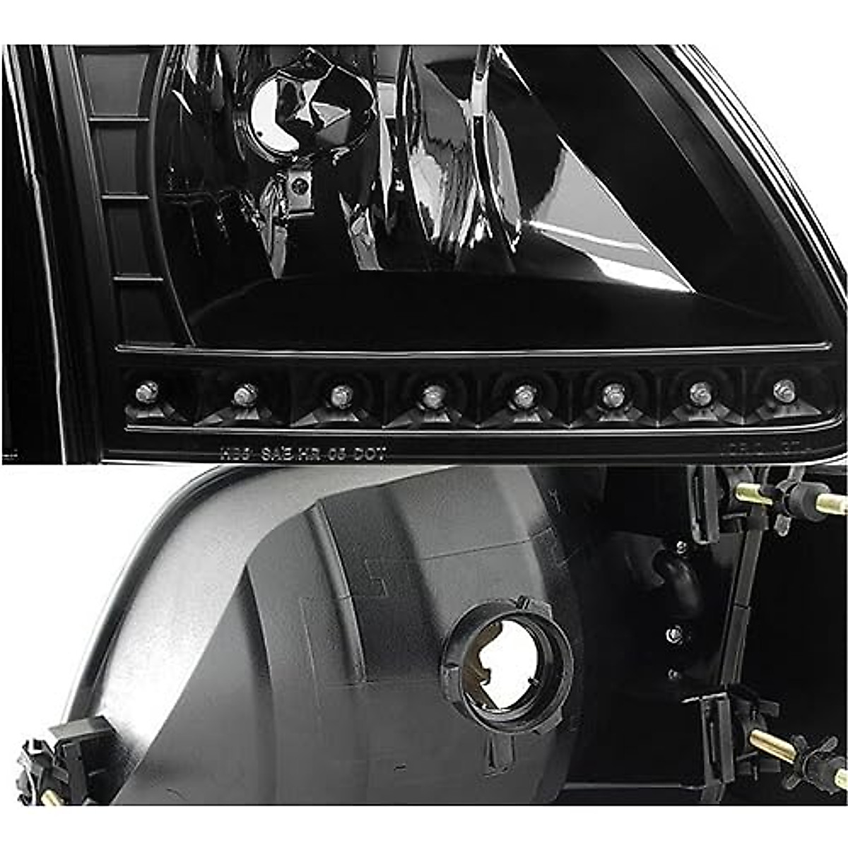 HH Building 2pcs Headlight Front Left Right Driver Passenger Side Clear Lens Black Housing Headlights + Corner 3L3Z13008DA FO2502267 5_HD-ON-FF15097-LED-SET-BK
