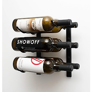 VintageView W Series Wine Rack 1-6 Bottle Wall Mounted Wine Rack (Matte Black) Stylish Modern Wine Storage with Label Forward Design