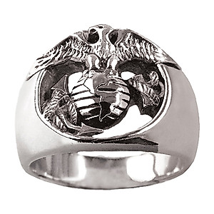 Marine Corps Ring by Mike Carroll, Sterling Silver, Size 12