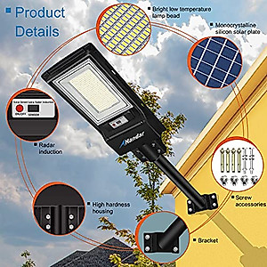 HANDAR Solar Street Light, 2pcs 300W Outdoor Solar Security Flood Light, 10000LM 492 LED 3 Modes Stay-on, Timer or Motion Sensor with Remote Control for Yard, Garden, Street