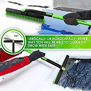 ALMA Foam Snow Brush for Car Extendable - UP TO 50 INCH Extendable Snow Brush and Ice Scraper - 360 SWIVEL Snow Brush for SUV - Broom Snow Scraper for Car Cleaner - Snow Brush for Trucks Snow Removal