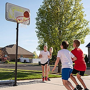 Lifetime 90992 Full-Size Height Adjustable Portable Basketball Hoop, 7.5 to 10 Foot Telescoping Adjustment, 44-Inch Impact Backboard