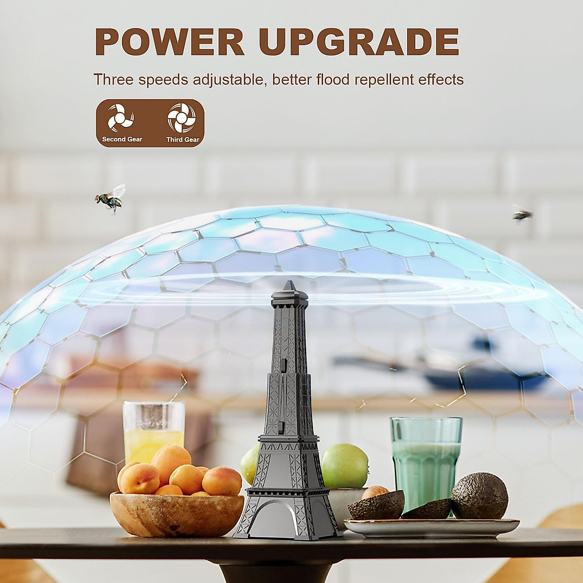 Fly Fans for Tables, 3 Pcs Foldable for Outdoor Tables, Fly Away Bug Repellent Fan Table Top Bug Repellent Fan with Holographic Blades for Outside or Inside Table use Restaurant Party Barbeque