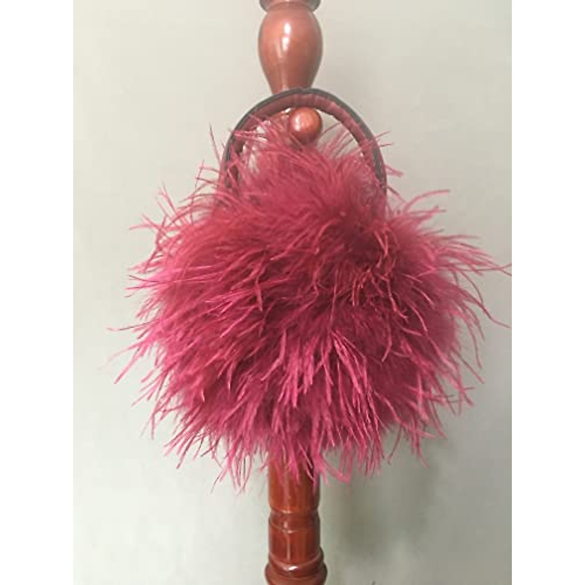 LVCOMEFF Women Ostrich Feather Purse Mini Handbag for Party Furry Casual Daily 2023 Bubblegum Color…