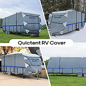 Quictent Upgraded Travel Trailer RV Cover, Extra-Thick 6-ply Camper Cover, Fits 27-30Ft Motorhome -Breathable Watertight Quick-Drying Rip-Stop Anti-UV with 2 Windproof Straps, 4 Tire Covers