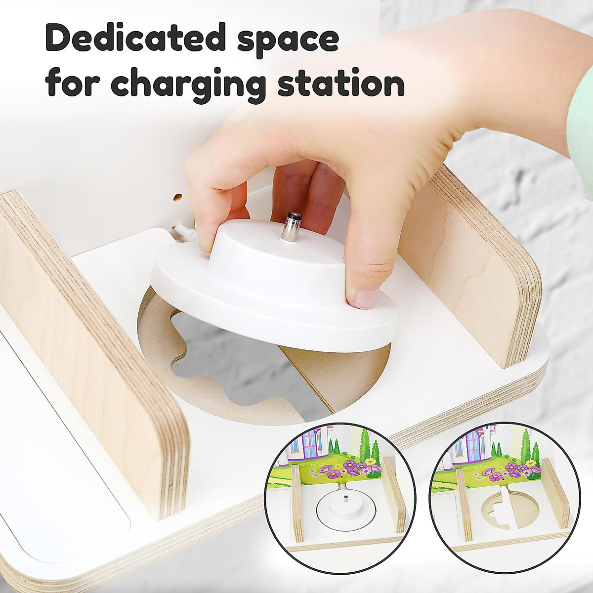 stadtecken Wooden Shelf for Music Box I Suitable for The Toniebox and ca. 35 Tonies I Perfect Storage in The Children's Room I for Setting up or Hanging (Medium, Fairy Tale Castle)