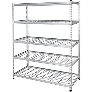 Amazon Basics Heavy Duty Storage Shelving Unit, Double Post, 5 Shelf, High-Grade Aluminum, Silver, 60 x 24 x 78 Inch