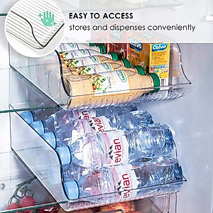 Berdeng 6pcs Refrigerator Organizer Bins Set(4 sizes),Stackable Fridge Storage Containers,Plastic Fridge Water Bottle Storage Dispenser, Pop Soda Can and Drink Holder for Freezer