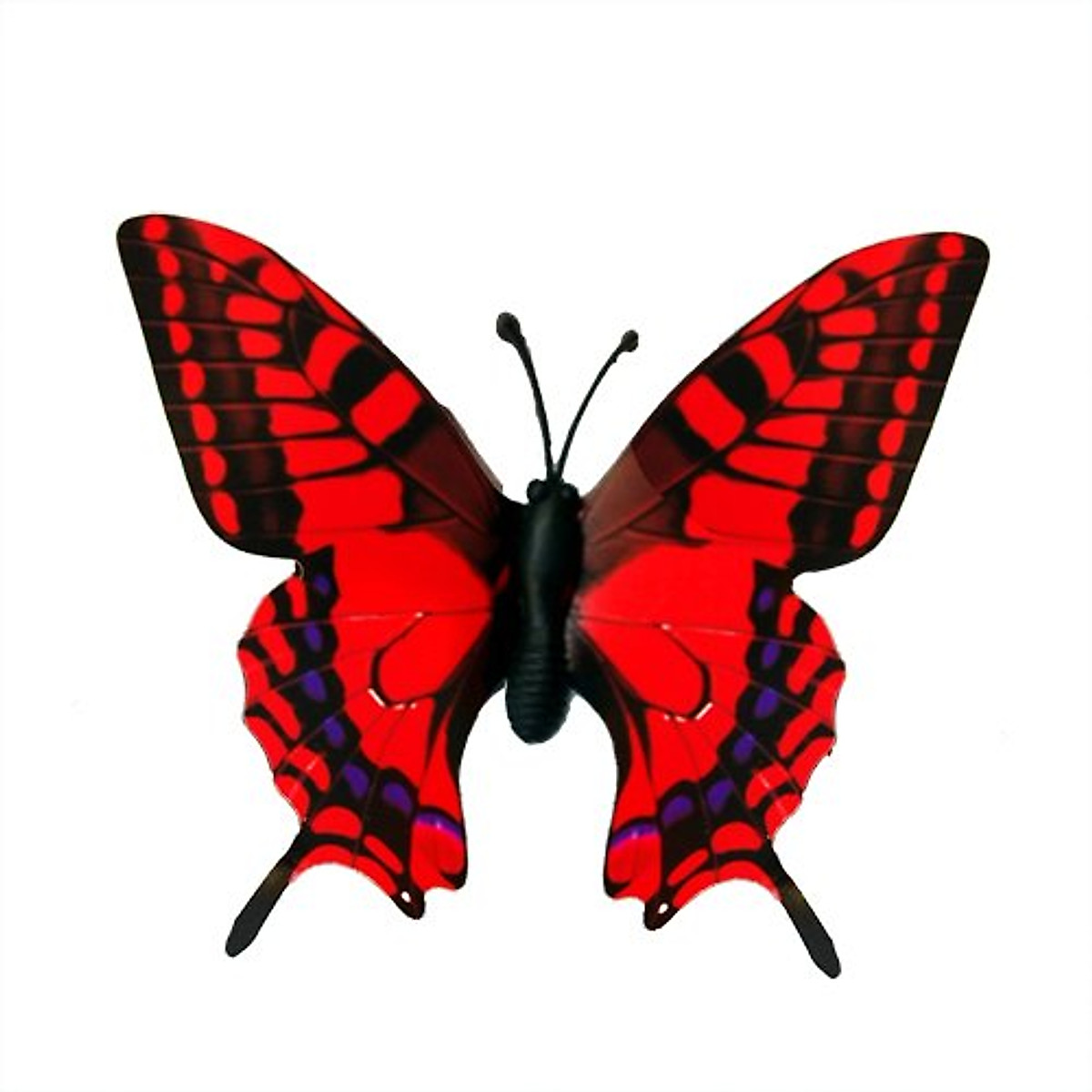 HQRP Twin Solar Powered Flying Fluttering Butterflies Blue and Red Swallowtail for Garden Plants Flowers/Patio Landscape Decor + HQRP UV Meter