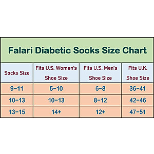 Falari Diabetic Socks Men Unisex Size 10-13 Black 63-2040-12PAIRS