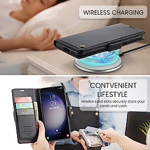 Vinich for Samsung Galaxy S23 Wallet Case with RFID Blocking, for Samsung S23 Case with Card Holder for Women Men, Durable Kickstand Magnetic Closure Shockproof Flip Case for Galaxy S23, Black