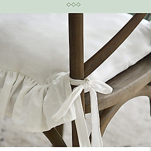 4 Pack Chair Pads for Dining Chairs with Ruffled, Vintage Seat Cushion with Ties Non Slip Kitchen Chairs Cushion Pads Soft Cotton Washable (Pure White,40*40cm/15.7*15.7in)