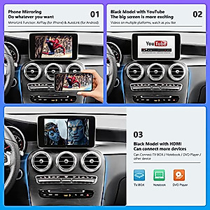 Road Top Wireless Carplay Retrofit Kit Decoder for Mercedes Benz NTG5.0 C Class W205 GLC 2015-2018 Year Car, Support Wireless Android Auto, Mirrorlink, Reverse Camera