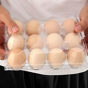 JAPCHET 100 Pack Plastic Egg Cartons, Clear 12 Egg Cartons Dozen Plastic Egg Carton Bulk for Kitchen, Fridge, Market and Farms