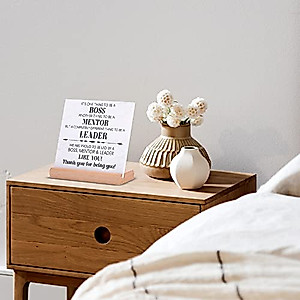 BaubleDazz Boss Gifts for Men, Women, Going Away Gifts for Boss, Boss Appreciation Gifts, Desk Plaque with Solid Wood Stand, Thank You Gift for Boss, Boss Lady, Mentor, Leader