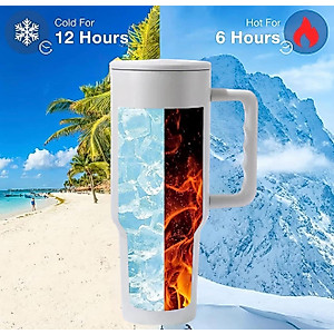 Kiki New York 40 oz Tumbler with Handle and Straw Lid, Insulated tumblers Cup friendly design, Keeps Drinks Cold or Hot with Insulated cups, Reusable Water bottle with straw, Perfect Gifts