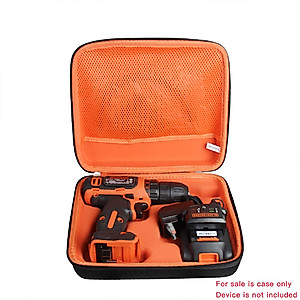 Hermitshell Hard Travel Case for BLACK+DECKER 20V MAX Cordless Drill/Driver with 30-Piece Accessories (LD120VA) (Black+Orange)