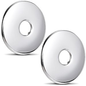PAGOW 2 Pcs Stainless Steel Shower Arm Flange, Round Escutcheon Plate, Shower Pipe Covers for Bathroom, Shower Faucet Cover Plate for Shower Arms, Pipes - Silver (OD 3.15in, ID 0.84in)