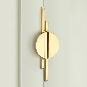 Rergy Cabinet Handles Half Moon Door Pulls and Knobs，2Pack Brushed Gold 2-1/2inch Hole Center, Decorate Hardware for Kitchen Zinc Alloy Furniture for Dresser Drawer