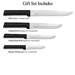Rada Cutlery Cooking Essentials Knife Starter Gift 3 Piece Set Resin Stainless Steel, 8 7/8 Inches, Black Handle