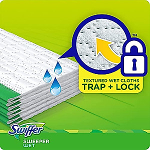 Swiffer Sweeper Wet Mopping Cloths, Multi-Surface Floor Cleaner with Gain Original Scent, 24 Count