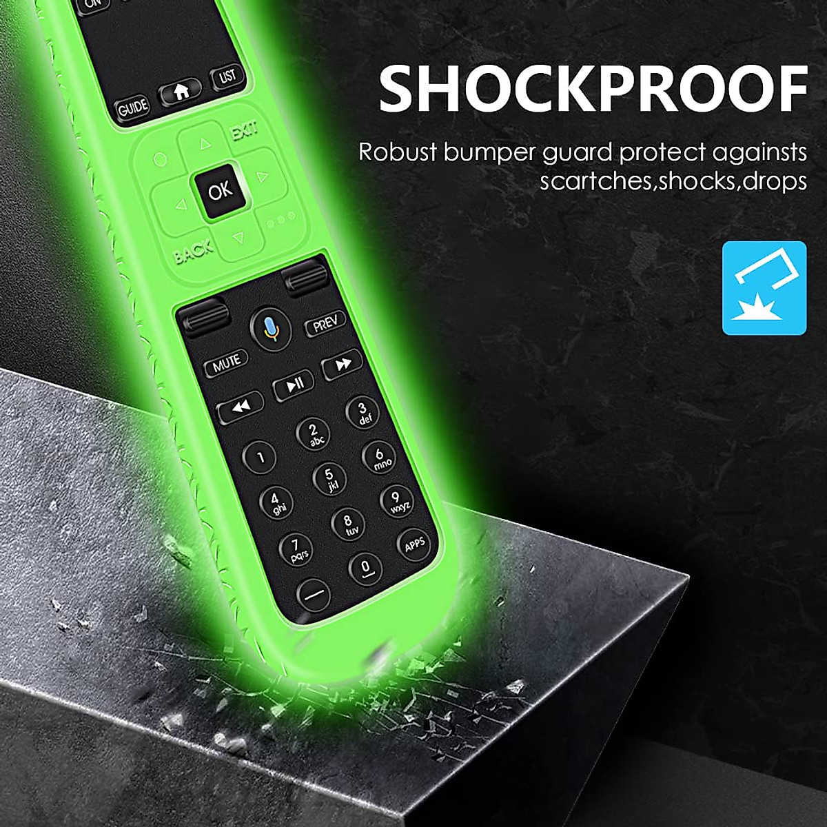 2pack Protective Case Cover for AT&T TV Now DirecTV Receiver Remote Control Voice Control C71KW,for AT&T TV Now DirecTV Remote Back Shockproof Silicone Cover Holder Skin Protector-Glowblue+Glowgreen