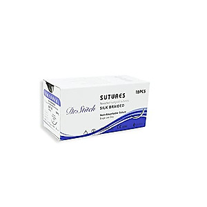 CynaMed Suture Thread with Needle (12-Pack) - Training Sutures Pkg. of 12 - 'Black' Threads (12, 3/0, 25mm Blade, 1/2 Reverse Cutting)