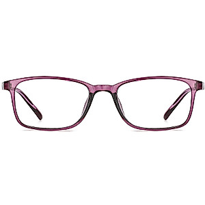 ANRRI Non Prescription Glasses for Men Clear Lens Classic Square Purple Frame Eyewear Women
