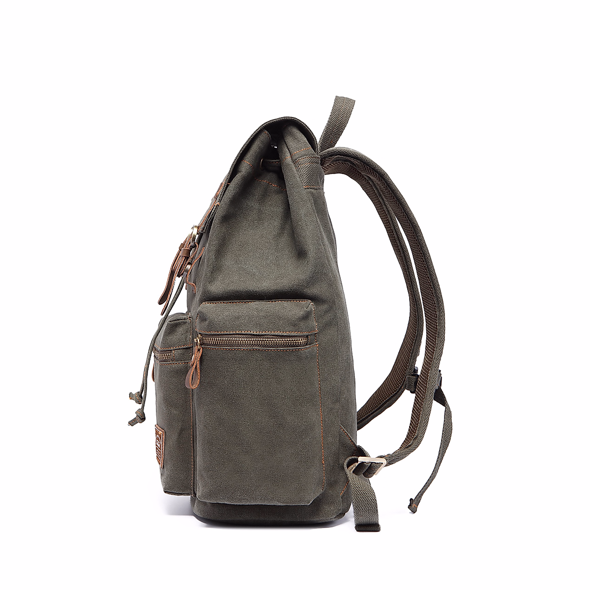 KAUKKO Vintage Casual Canvas and Leather Rucksack Backpack