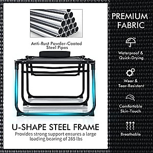 Tangkula Foldable Beach Lounge Chair for Outdoor, Reclining Chair with Removable Headrest, 4-Position Adjustable Backrest, Portable Chaise Lounger for Yard, Patio, Beach, Camping (1, Black)