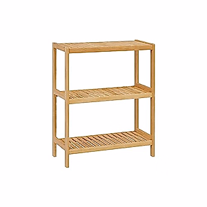 Elesuli 3-Tiers Bamboo Bathroom Rack Organizer Storage Rack Bamboo Bathroom Storage Standing Shelf Multifunctional Shelving Utility Layer Organizer for Kitchen