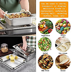 ERFEI Hotel Pans 1/2 Half Size Steam Table Pan 4-Pack Set for Commercial Restaurant Stainless Steel Food Pans Buffet Party Supplies