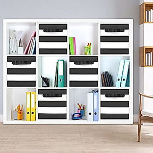 Livememory Decorative Cube Storage Bins, Black and White Storage Cubes Striped Cubes Bins for Cube Organizers Nursery Closet Bedroom, 11"x11"x11", 4 Packs