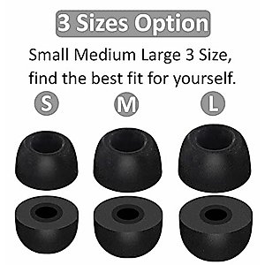 Memory Foam Tips Compatible with Google Pixel Buds A-Series Ear Tips, 6 Pairs No Silicone Noise Reduce Comfortable Fit in Case Eartips Compatible with Google Pixel Buds A Series - S/M/L Black