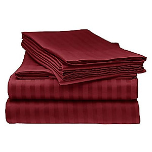 Cotton Home Depot Twin Collection Bed Sheet Set 24 Inch Deep Pocket 4-Piece Bedding Set - Wrinkle, Stain, Fade Resistant - Burgundy