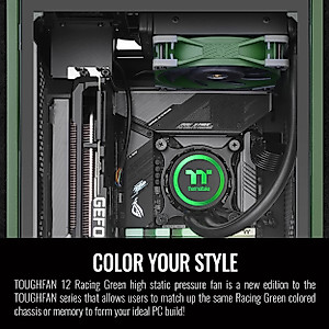 Thermaltake ToughFan 12 Racing Green High Static Pressure 2000 PWM, Metal-Reinforced Motor Hub, Gen.2 Hydraulic Bearing 120mm Case/Radiator Fan CL-F117-PL12RG-A