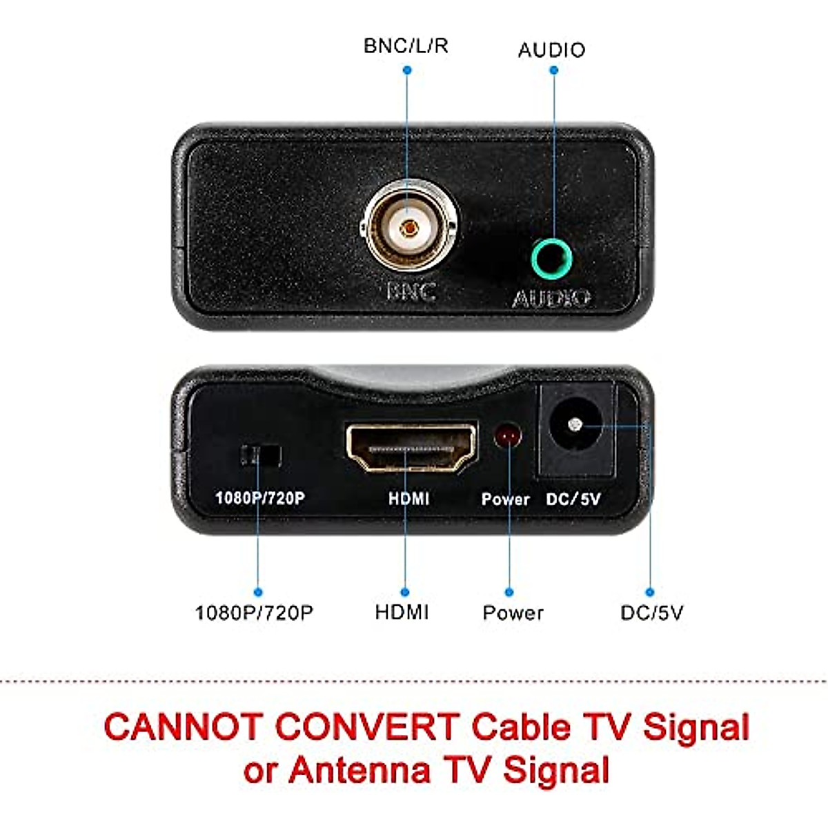 BNC to HDMI Converter Adapter Female CVBS BNC HDMI Connector Coaxial Composite Analog Video Audio Input 1080P Output HDCP Hook Security Camera DVRs Surveillance CVR AC1420 CCTV for Monitor HD TV