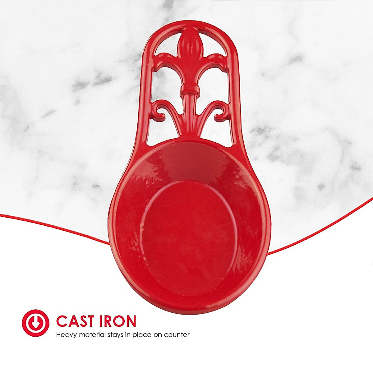 Home Basics Cast Iron Fleur De Lis Spoon Rest (Red)