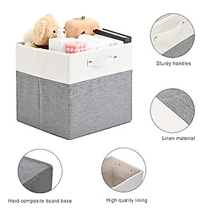 SANCARDY BNDSKLAI Foldable Cube Storage Bins 13x13x13 Inch [6-Pack],Collapsible Shelf Storage Baskets,Fabric Storage Baskets with Handles,Suitable for Shelf,Closet,Cabinet(White/Grey)