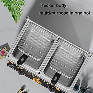 Commercial Gas Deep Fat Fryer Twin Tank, 22L Tabletop Stainless Steel Chip Fryer, with Bracket, Manual Adjustment Temperature, for Home Kitchen Catering Restaurant Coffee Shop