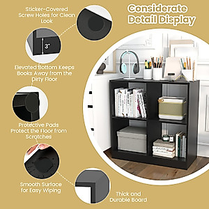 Tangkula 4-Cube Bookcase, Freestanding Open Bookshelf, 2 Anti-Tipping Kits, Modern Cube Storage Wooden Display Shelf for Living Room Kids Room, Easy Assembly (Black, 29 x 13 x 29 Inch)