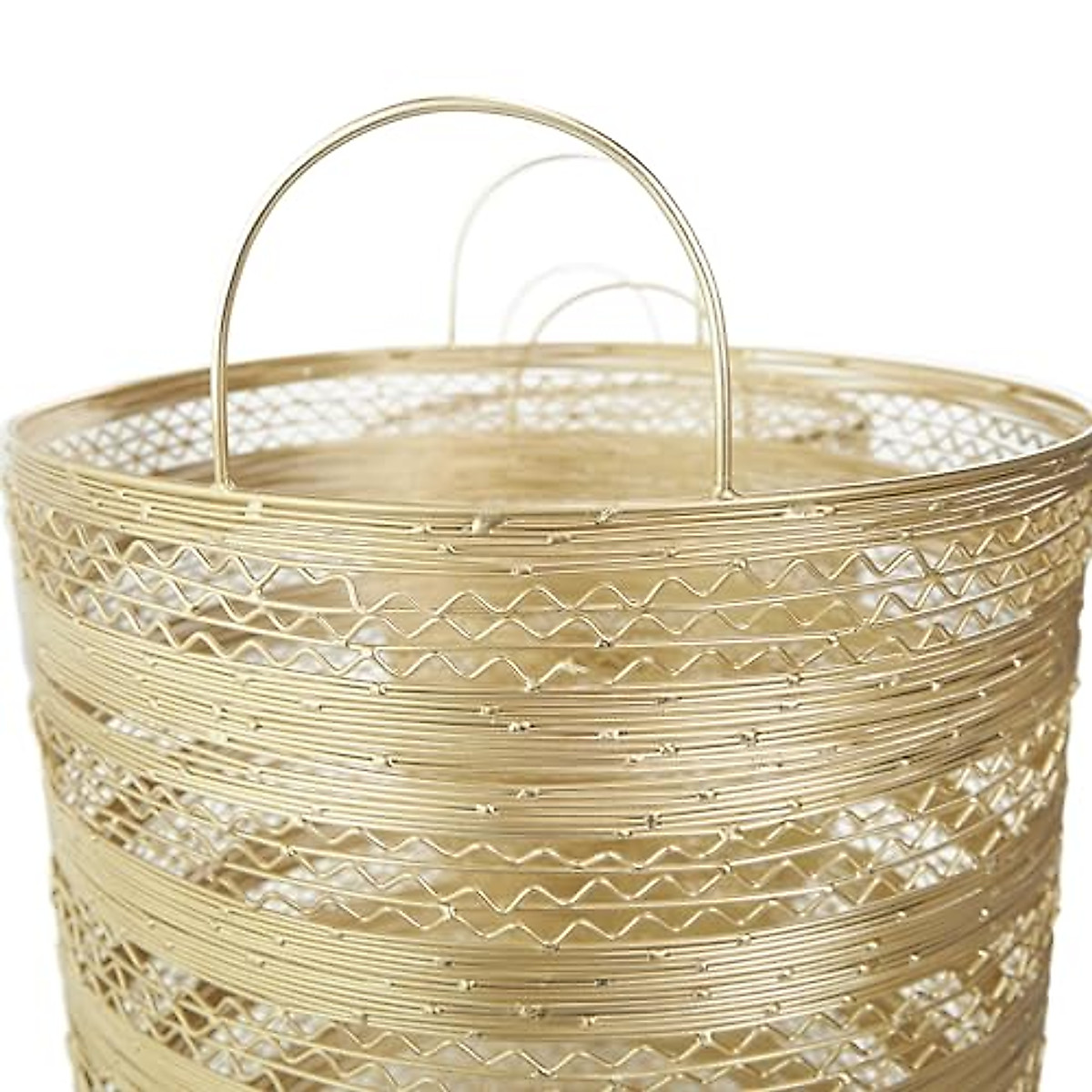 Deco 79 Metal Decorative and Functional Storage Basket Open Frame Wire Basket Organizer with Zig Zag Patterns, Set of 2 Basket for Storage 17", 15"H, Gold