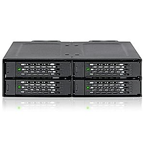 ICY DOCK ToughArmor MB699VP-B V3-4X U.2 NVMe PCIe 4.0 SSD to SFF-8612 OCuLink (According to SFF-9402 Rev 1.1) Removable Frame Metal Black (Compatible with Tri-Mode Cards)