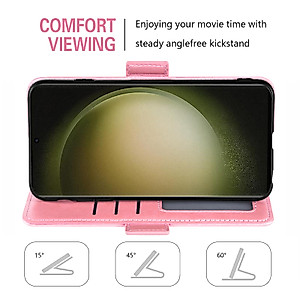 Asuwish Compatible with Samsung Galaxy S23 Ultra 5G Wallet Case Tempered Glass Screen Protector Flip Wrist Strap Card Holder Cell Phone Cover for S23Ultra 23S S 23 23Ultra 6.8 inch Women Men Rose Gold