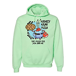 SpongeBob SquarePants The Krusty Krab Pizza Pastel Hooded Sweatshirt (Green, Medium, m)