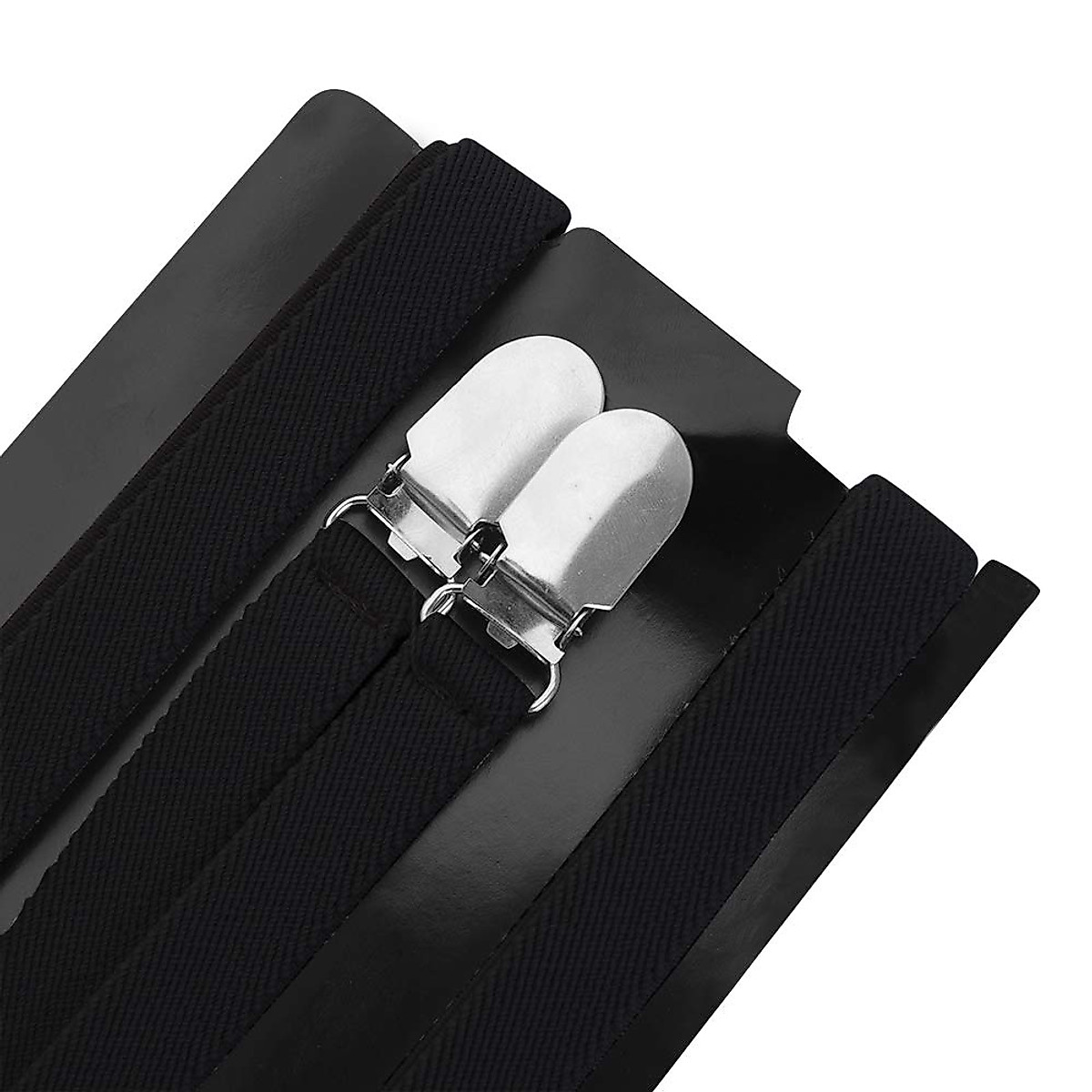 TopTie Men's Skinny Suspenders 1/2" inch (1.5CM) X-Back Clip Suspenders-Black