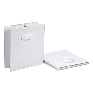 Amazon Basics Collapsible Fabric Storage Cube Organizer with Handles, 10.5 x 10.5 x 11 Inch, White - Pack of 6