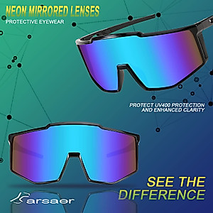 Karsaer Vision Sports Sunglasses Wraparound Glasses 80s Visor Shield Baseball Sunglasses for Youth Kids Teens Boys Girls 8-16